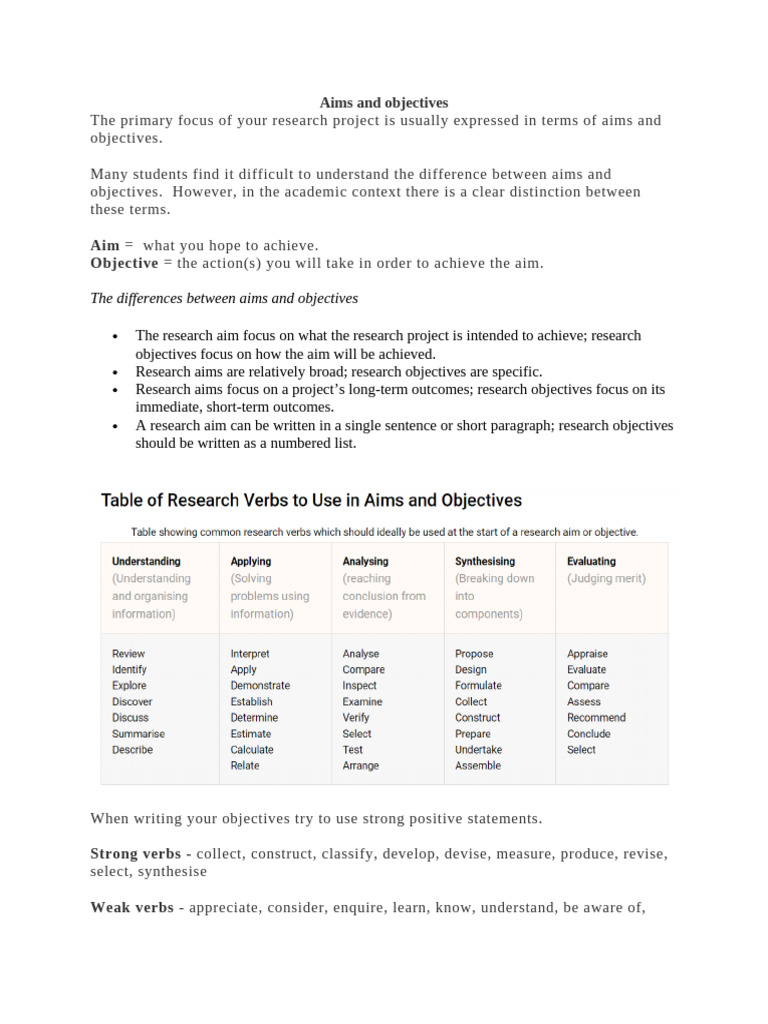 Aims and Objectives Differences | PDF | Data