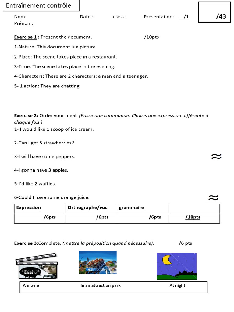Restaurant Scene and Meal Ordering Exercises | PDF
