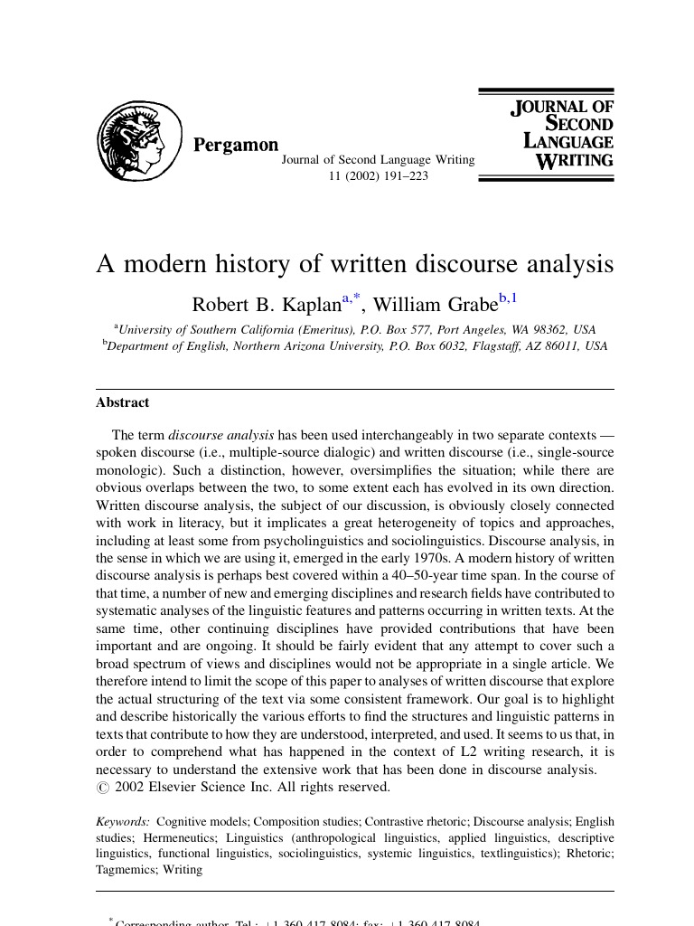 A Modern History of Written Discourse Analysis - 2002 | PDF | English ...