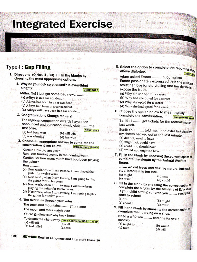 10th English, Mixed Grammar Practice Ques. With Ans - by - KrishnaSir | PDF