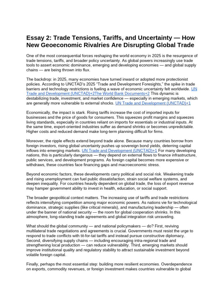 Trade Tensions, Tariffs, and Uncertainty — How New Geoeconomic ...