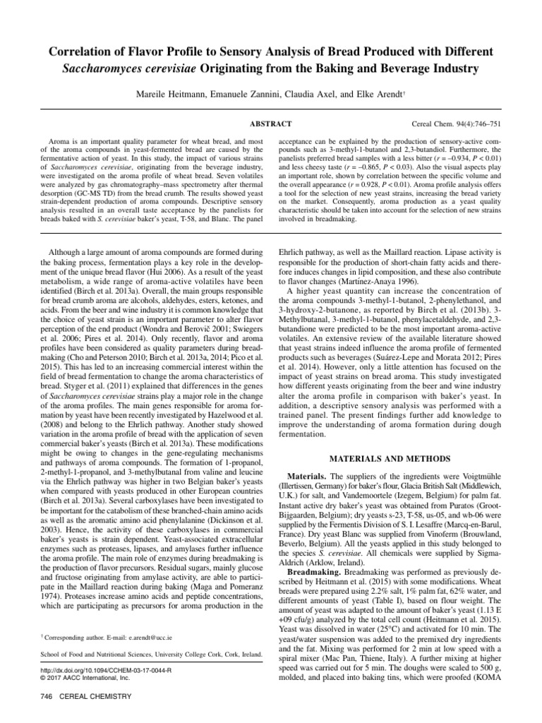 Correlation of Flavor Profile To Sensory | PDF | Breads | Yeast