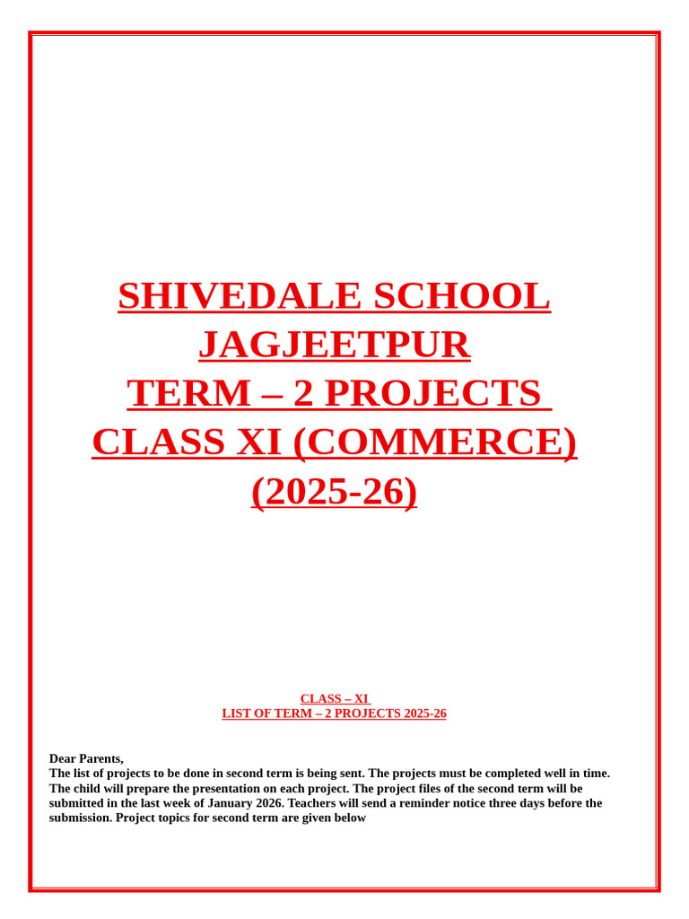 Class11 Commerce Term 2 Project Work 202526 | PDF | Prices