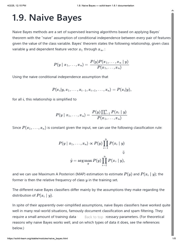 Naive Bayes Classifiers Overview | PDF | Statistical Theory ...