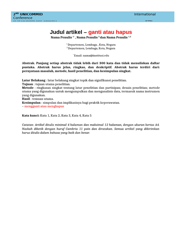 Conference-template Abstract-2nd Unicommid | PDF