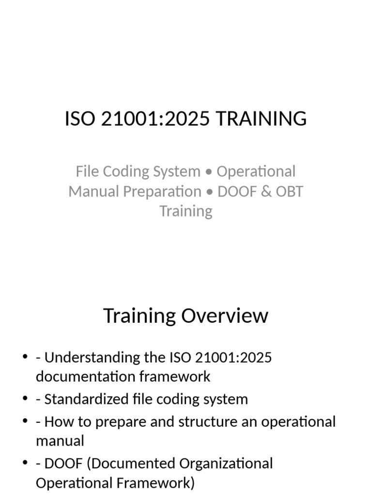 ISO 21001:2025 Training Guide | PDF