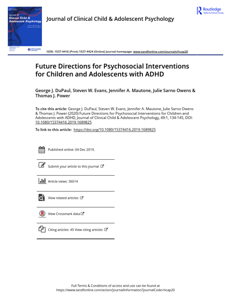 Dupaul Et Al - 2020 - Future Directions For Psychosocial Interventions ...