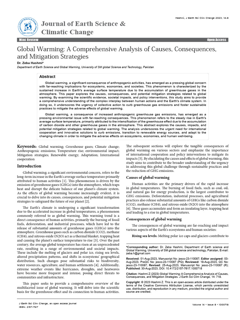 Global Warming: Causes and Solutions | PDF | Climate Change ...
