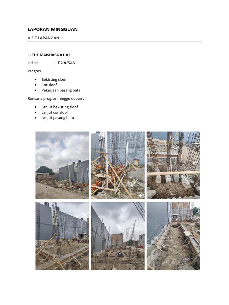 Laporan Progres Konstruksi Mingguan | PDF