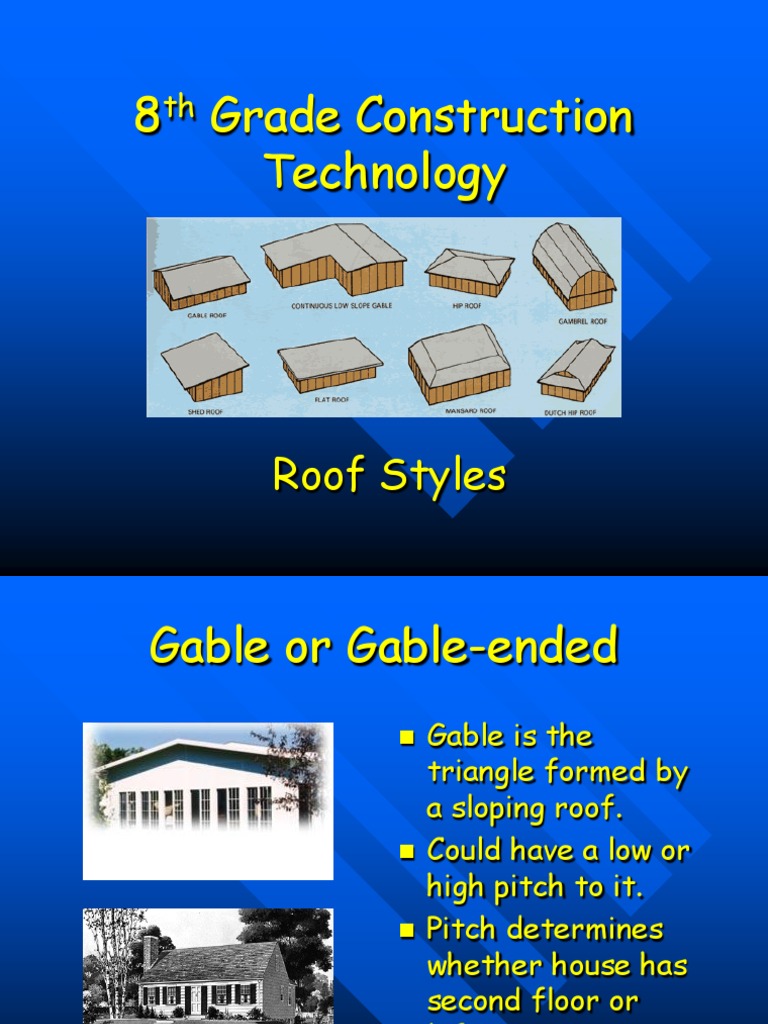8 Grade Construction Technology: Roof Styles | PDF