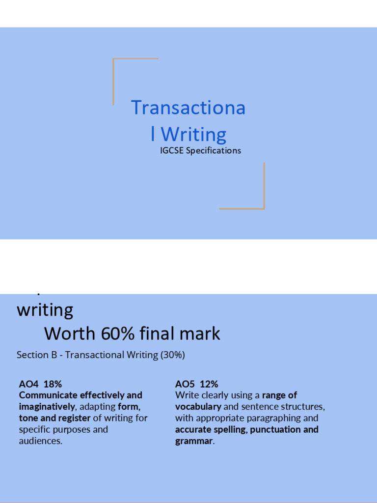 IGCSE Transactional Writing Guide | PDF | Linguistics