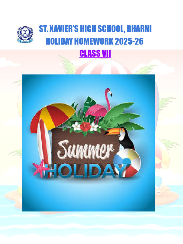 Class 7 Holiday Homework - Final | PDF | Arithmetic