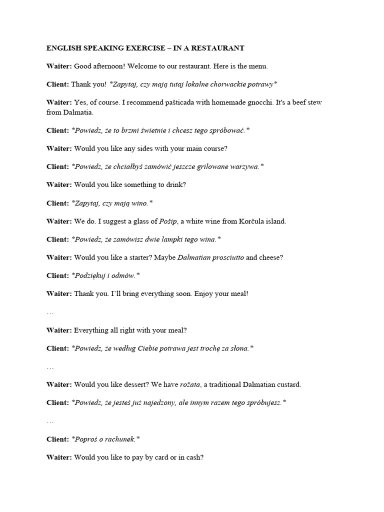 English Speaking Exercise | PDF