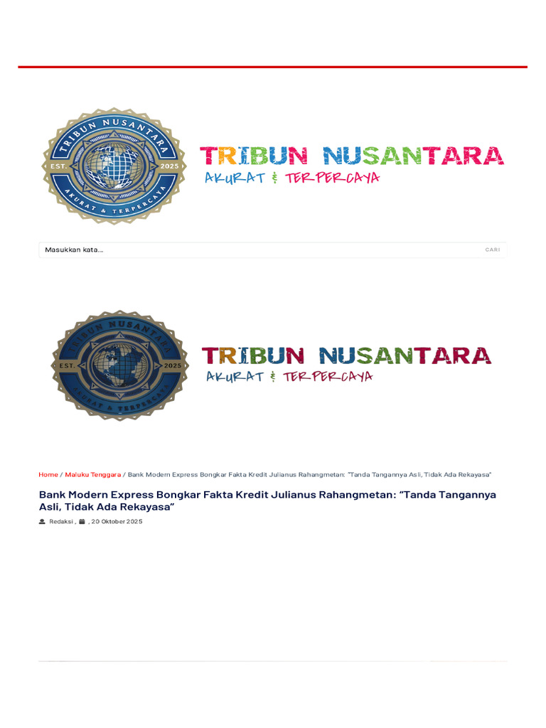 Bank Modern Express Bongkar Fakta Kredit Julianus Rahangmetan - "Tanda ...