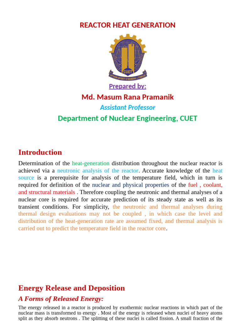 Neutronic Analysis of Reactor Heat Generation | PDF | Nuclear Reactor ...