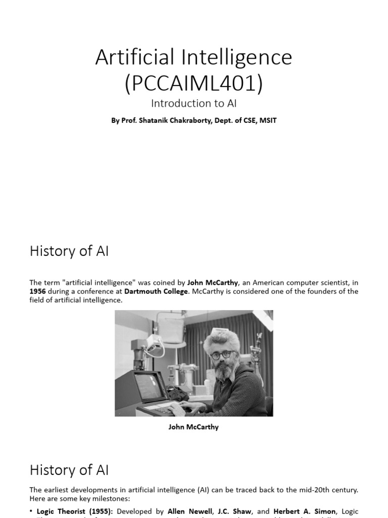 1.1 AI Unit 1 Introduction | PDF | Artificial Intelligence ...