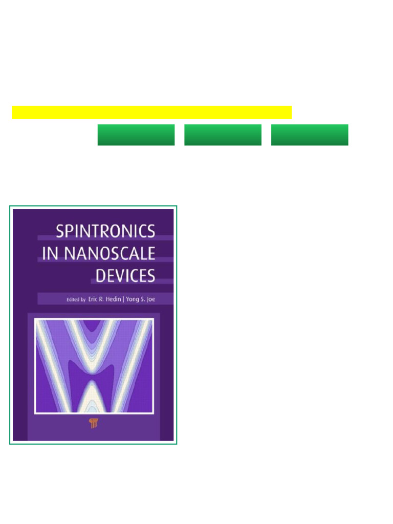 Spintronics in Nanoscale Devices 1st Edition Eric R. Hedin Full Chapters Included | PDF