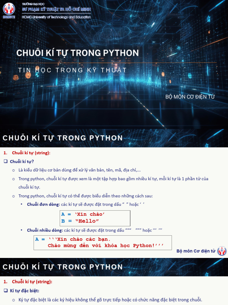 Ngay 3 - Chuong 1 - Python Co Ban - Chuoi Ki Tu | PDF