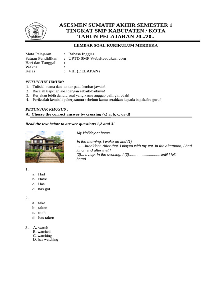 SAS 1 Kelas VIII - Bhs Inggris (Websiteedukasi.com) | PDF