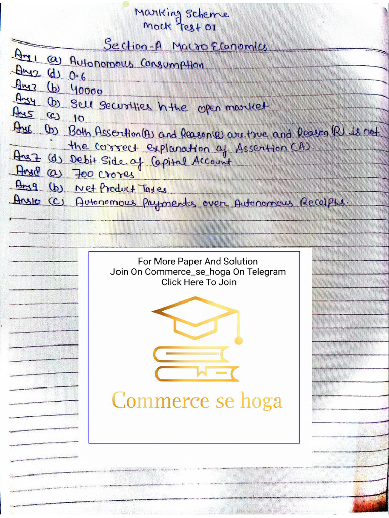 SPCC Eco 2025 Mock 1 Ans @thunder - Study | PDF