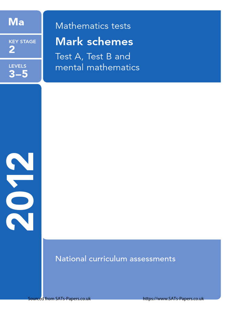 2012 KS2 Mathematics Mark Schemes | PDF | Shape | Multiplication