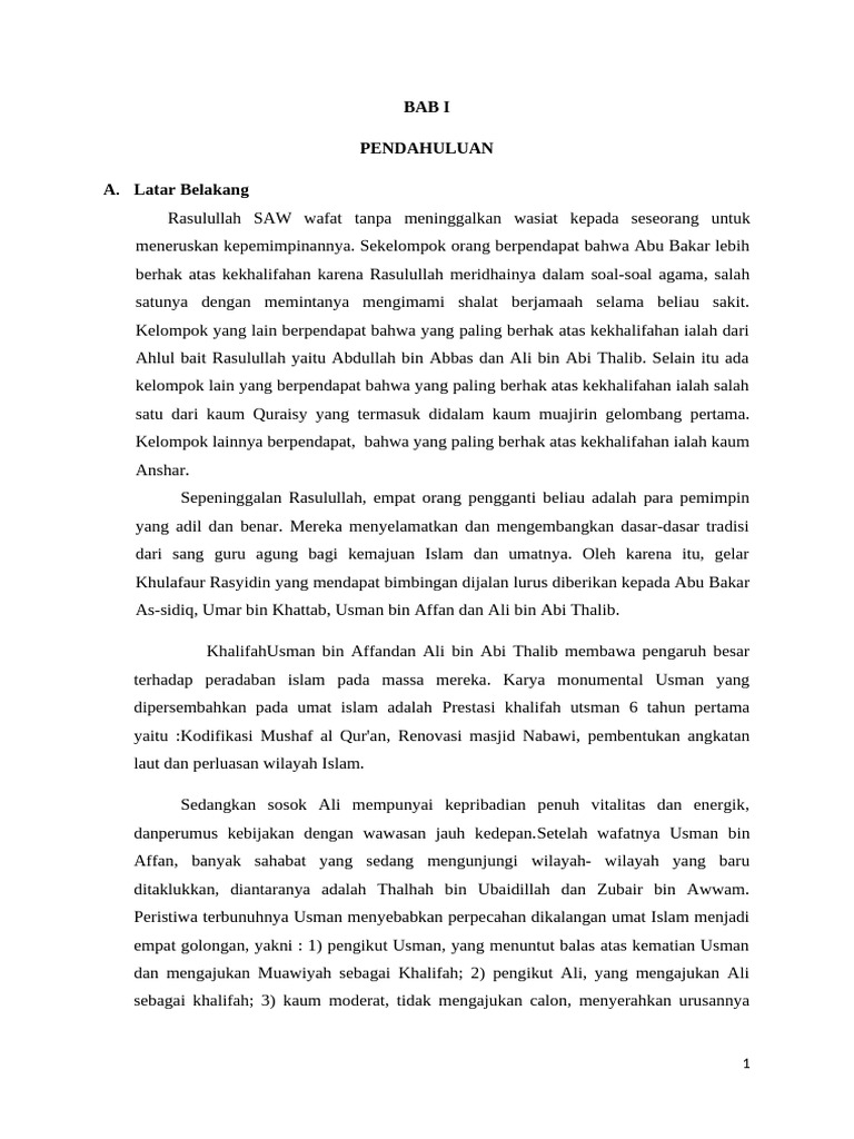 Masa Khalifah Usman Bin Affan Dan Ali Bin Abi Thalib 2003 | PDF