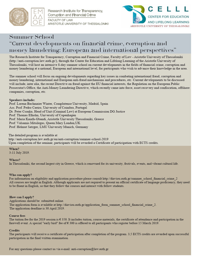 Flyer Summer School 2019 | PDF | Crimes | Crime & Violence
