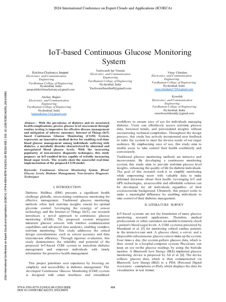 IoT-Based Continuous Glucose Monitoring System | PDF | Monitoring ...