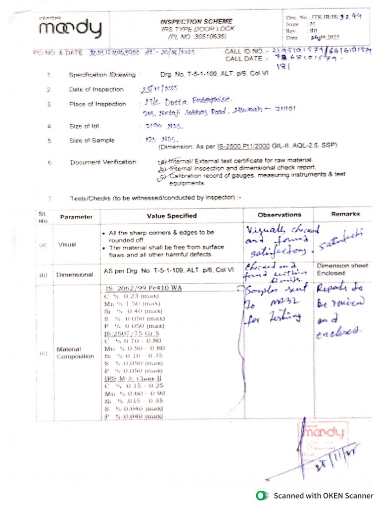 Inspection Scheme | PDF