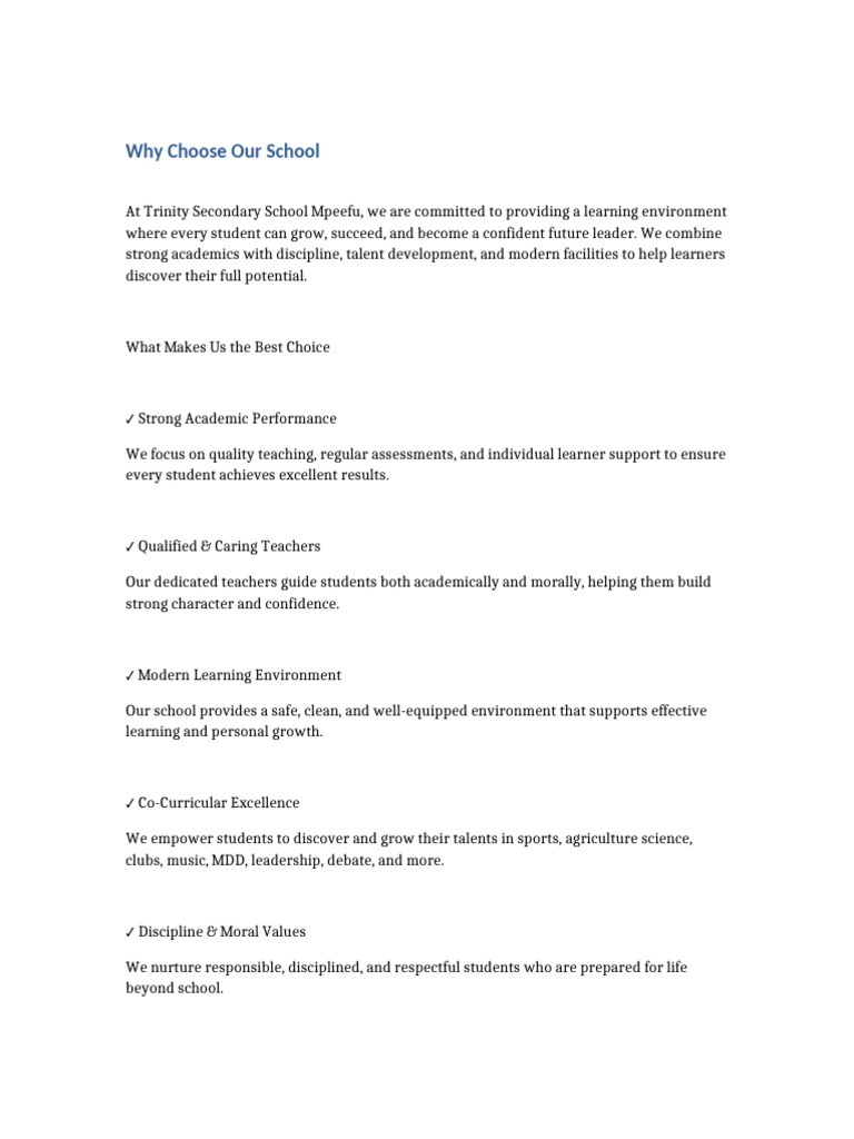 Why Choose Our School | PDF