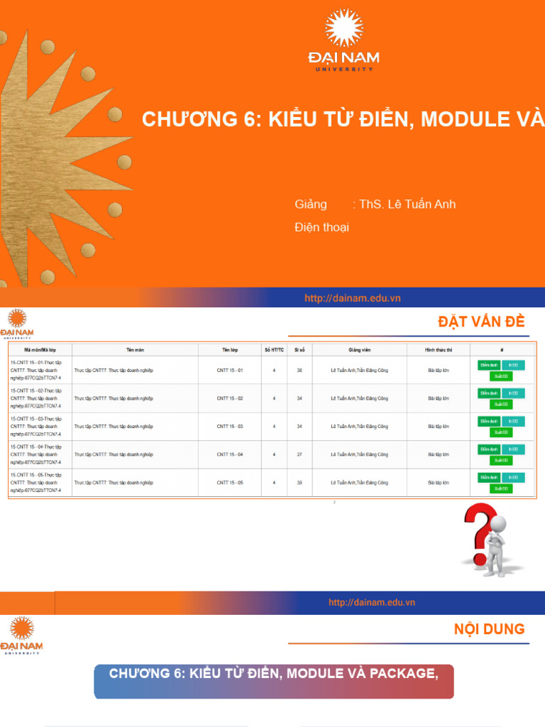 Chương 6. Kiểu Từ Điển, Module Và Package, Hàm Lambda | PDF