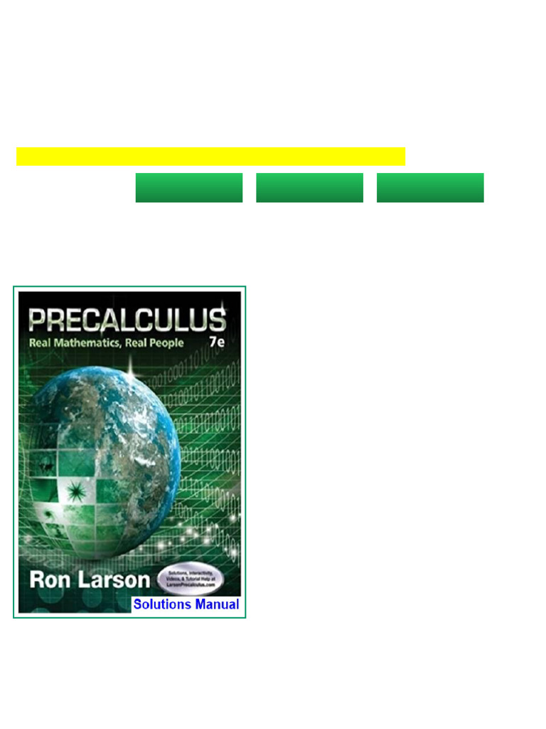 Precalculus Real Mathematics Real People 7th Edition Larson Solutions ...