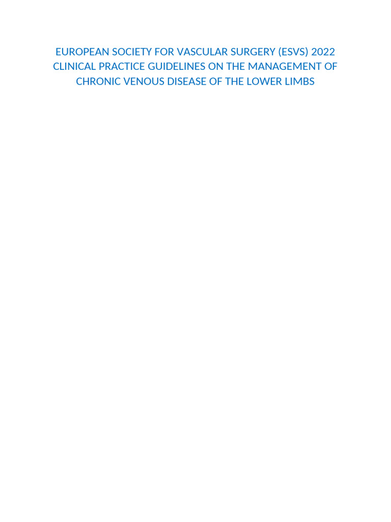 European Society For Vascular Surgery (ESVS) 2022 Clinical Practice ...
