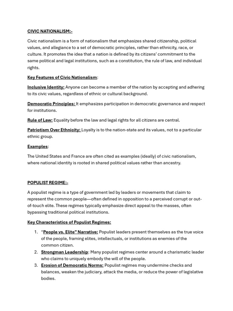 Civic Nationalism and Populist Regime. | PDF