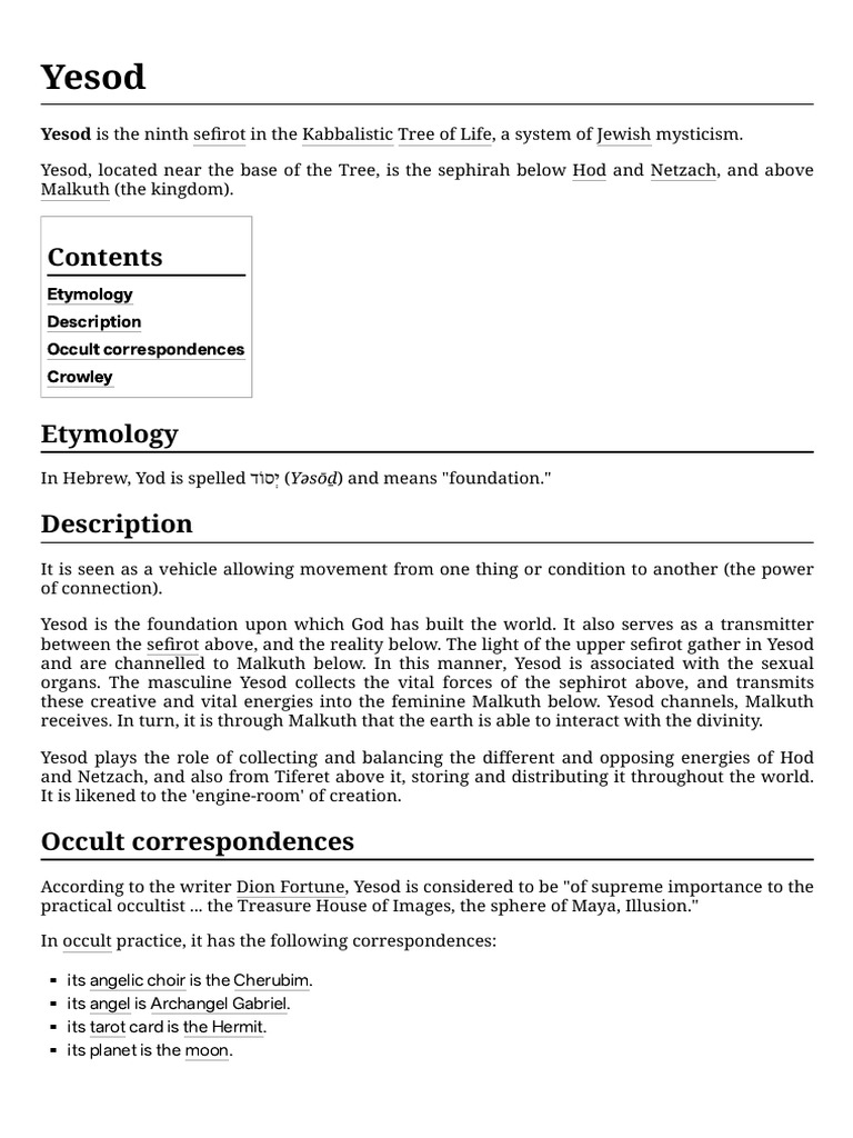 Yesod - Occult Encyclopedia | PDF
