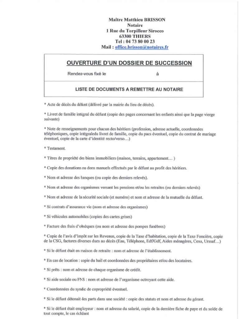 Liste Ouv_ Succession Ss Conjoint | PDF