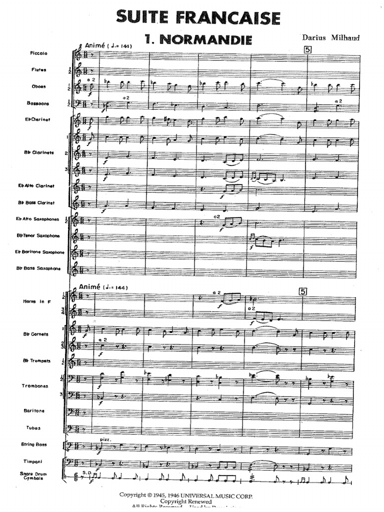 Darius Milhaud - Suite Francesa | PDF