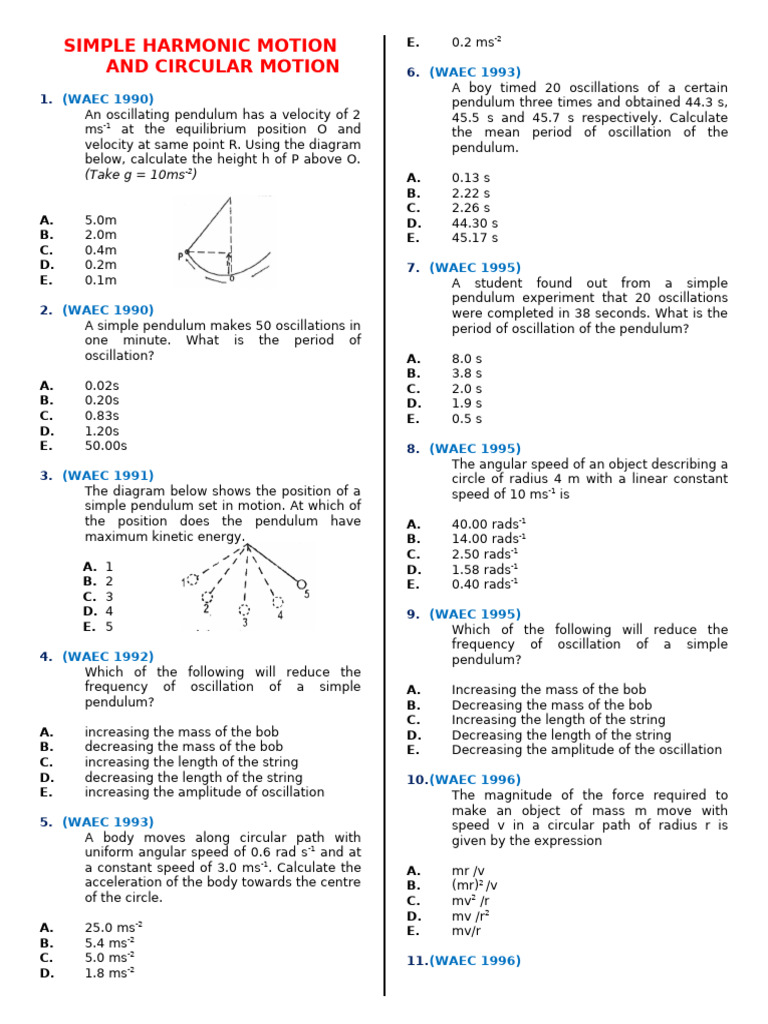 Simple Harmonic Motion and Circular Motion | PDF | Oscillation ...