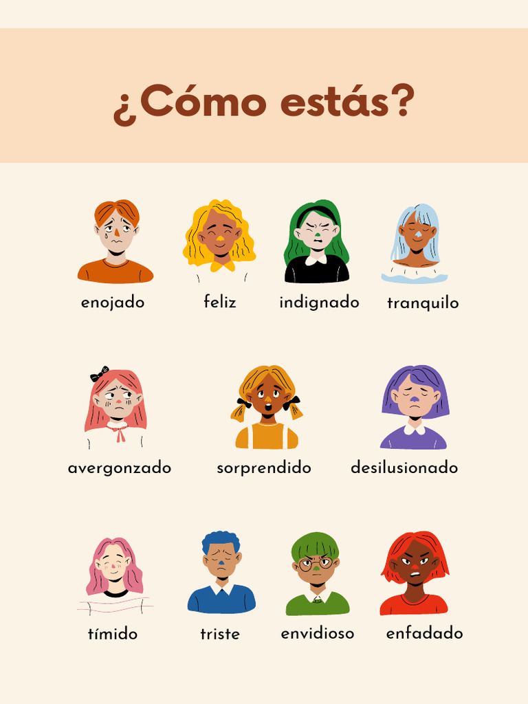 Colorido Educativo Español Emociones y Sentimientos Cartel | PDF