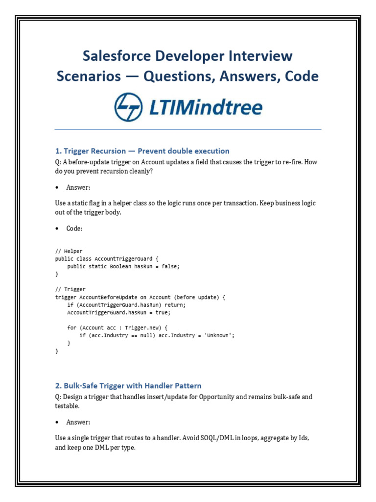 LTI Mindtree Salesforce Developer Interview Questions | PDF | Databases ...
