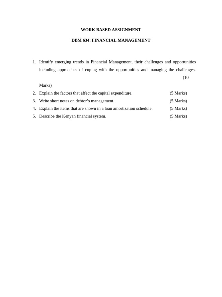 DBM 634 Financial Management Wba | PDF