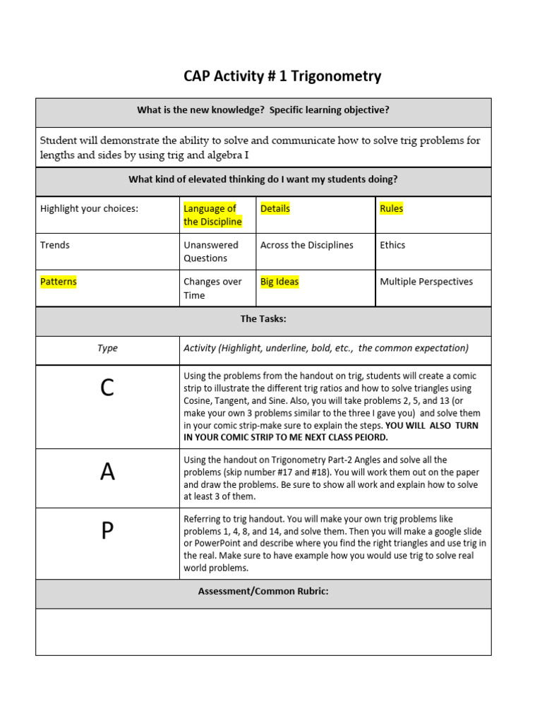 C. A. P. Activity Geometry Lesson Plans-1 | PDF
