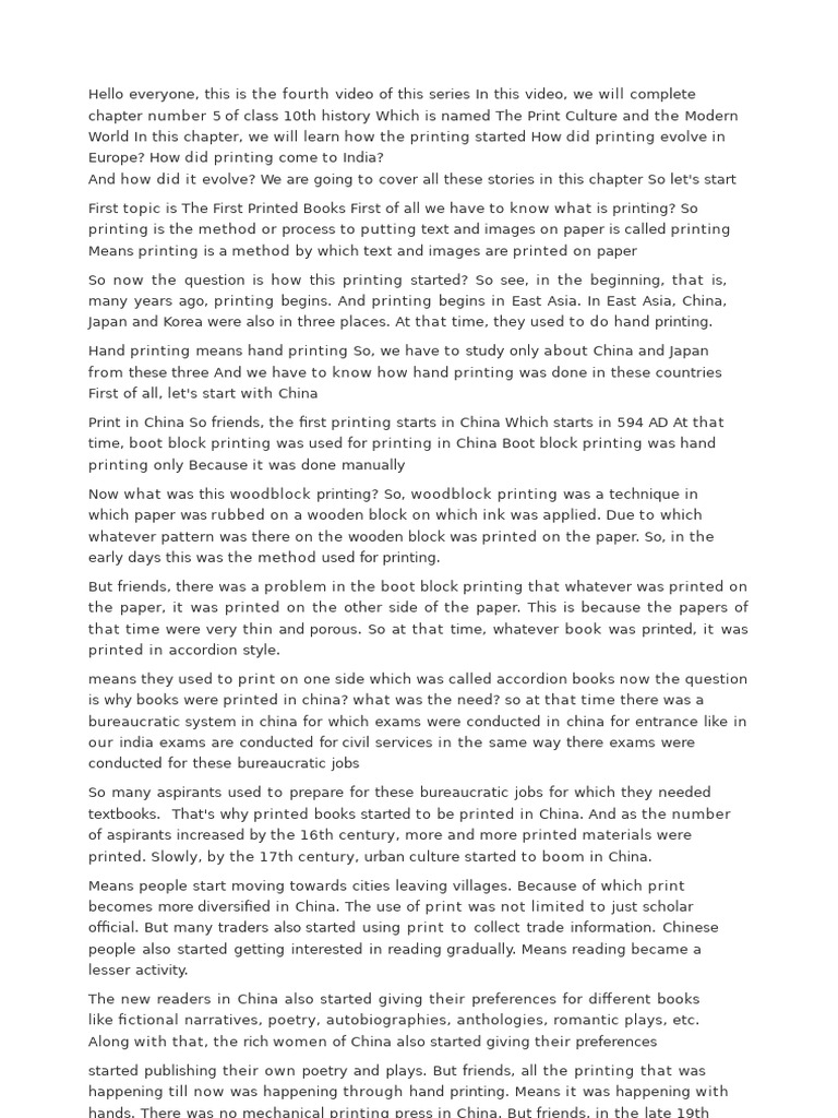 Print Culture and The Modern World Class 10 Full Chapter - Class 10 ...