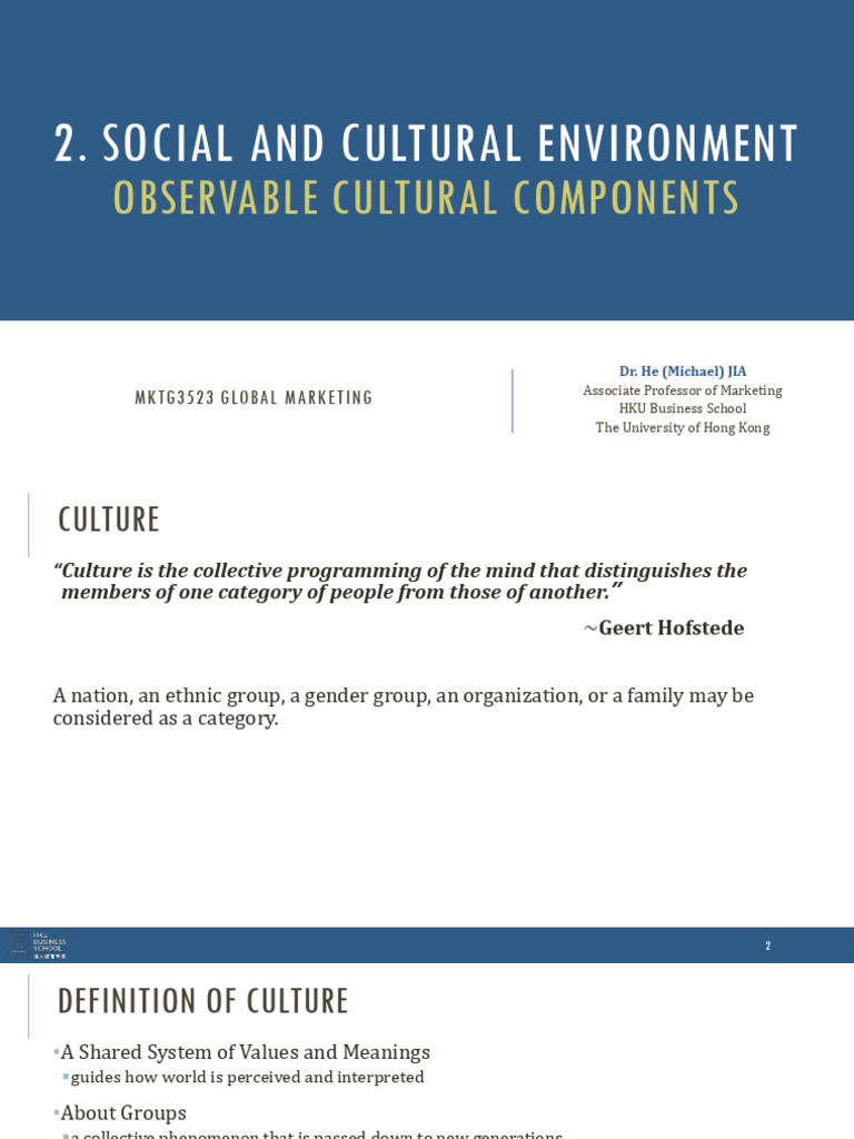 Social and Cultural Environment - Observable Cultural Components ...