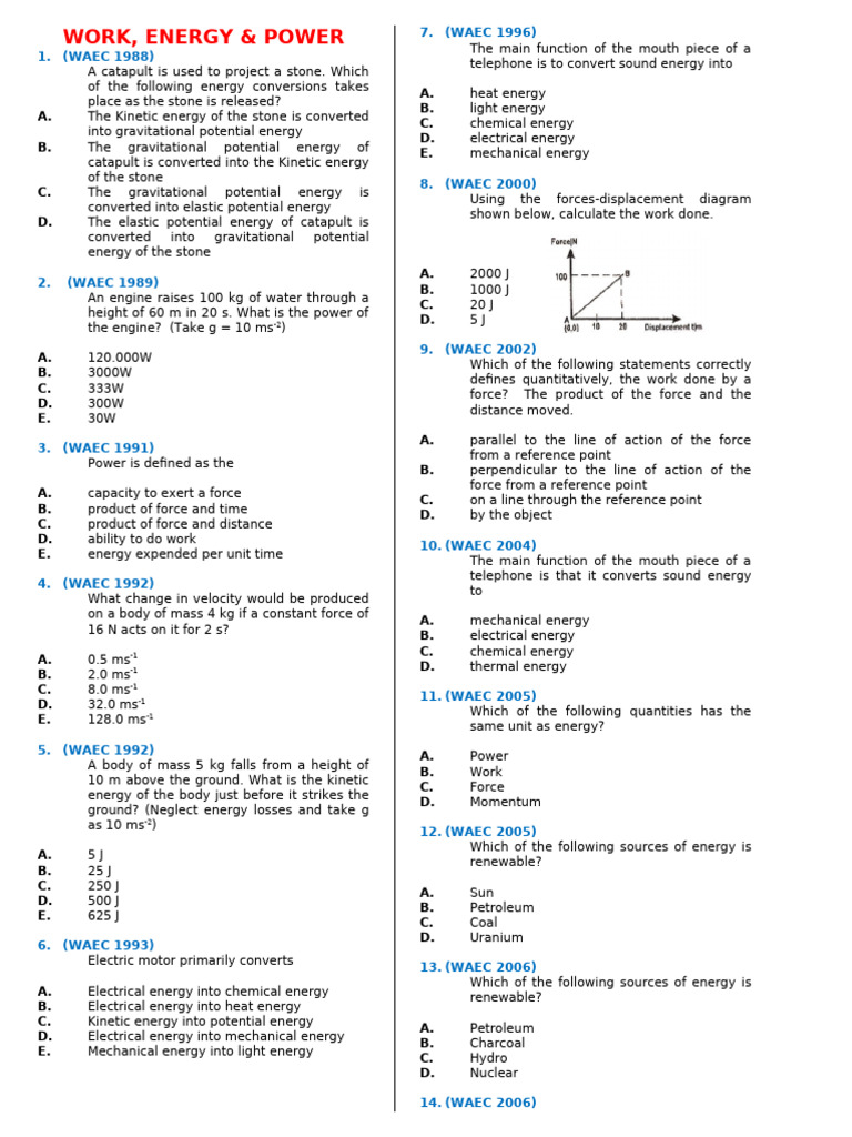 Work, Energy | PDF | Kinetic Energy | Potential Energy