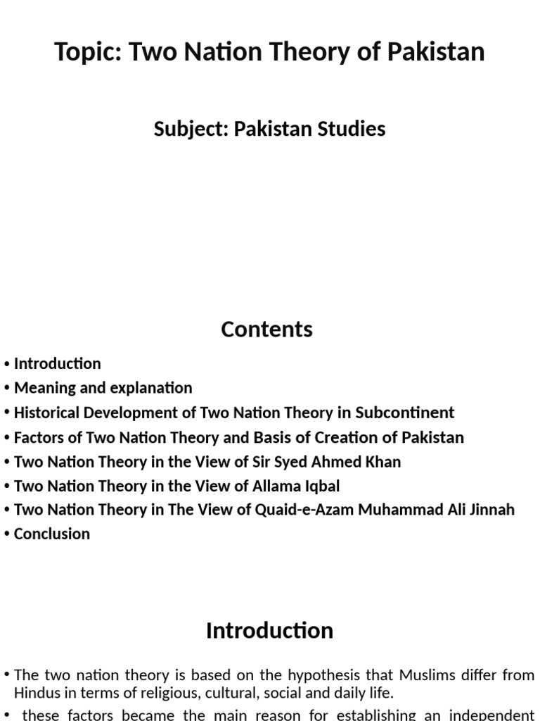 Two Nation Theory | PDF | Two Nation Theory | Muhammad Ali Jinnah