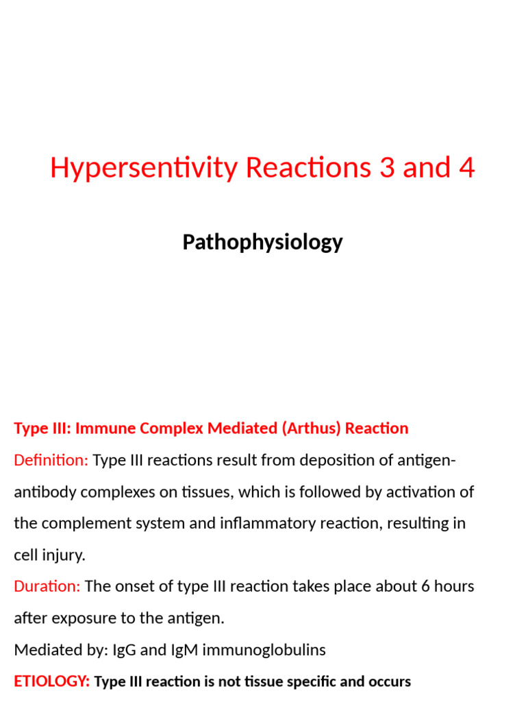 Type III & IV Hypersensitivity Reactions | PDF | Immune System | Antibody