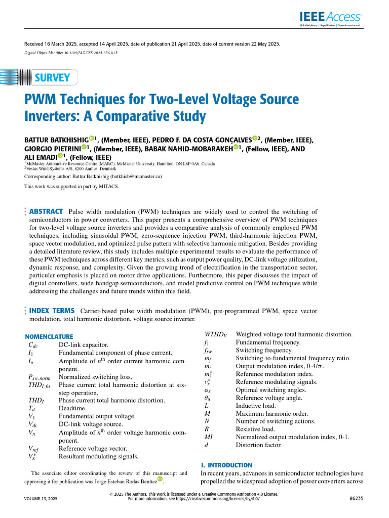 PWM Techniques For Two-Level Voltage Source Inverters A Comparative ...
