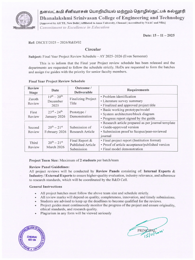 Project Review Schedule | PDF