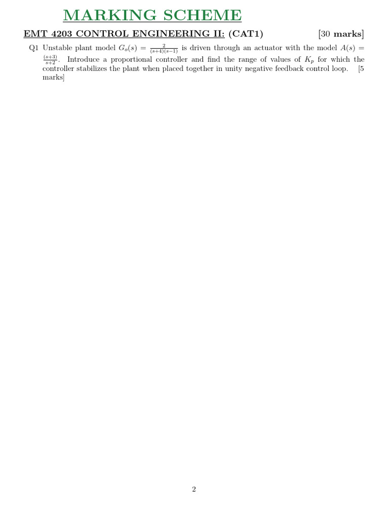 Control Ii Cat1 MS | PDF | Control Theory | Electrical Engineering